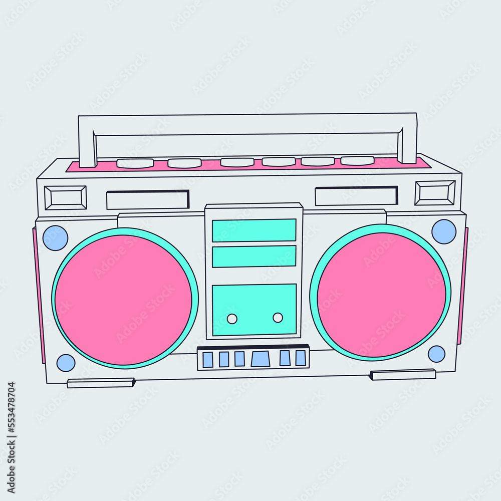 Fashion minimal illustration art. Record player. Back in 90s Stock ...