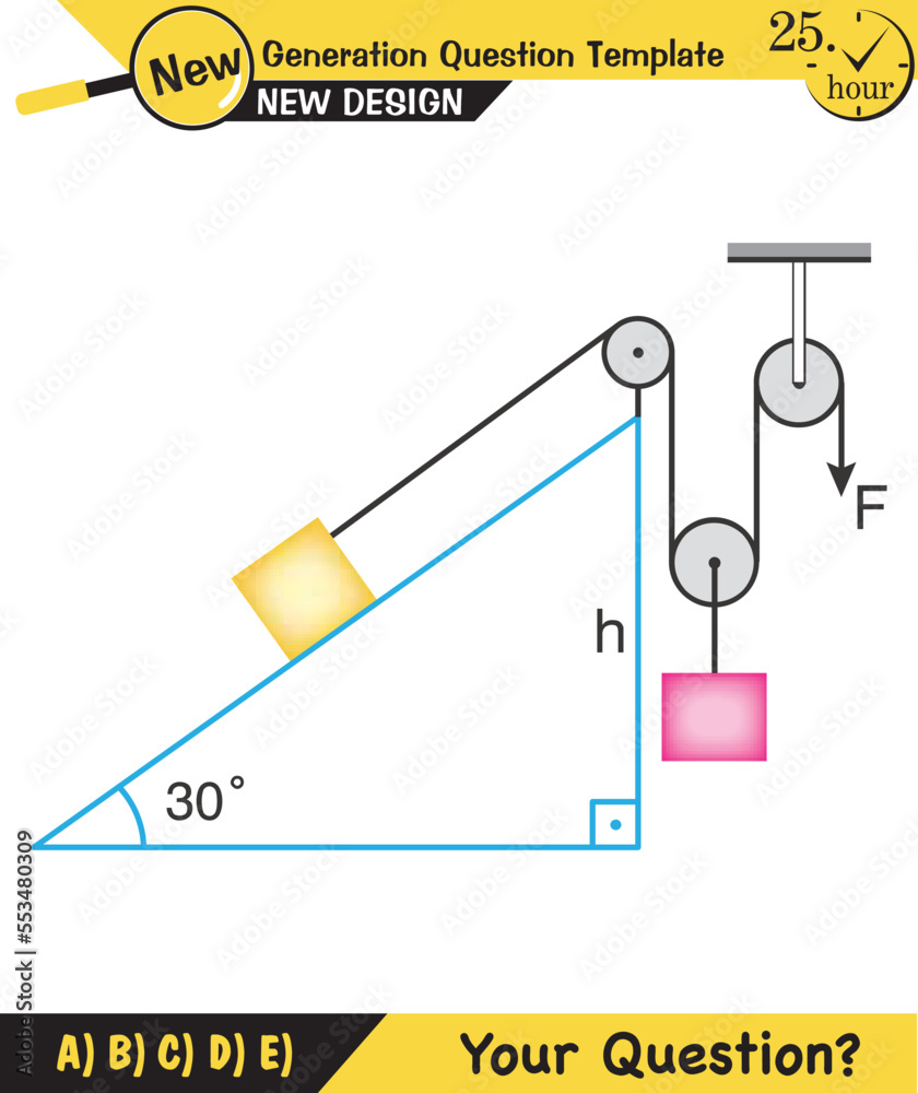 Physics, simple machines, inclined plane, spinning wheel, pulleys, next ...