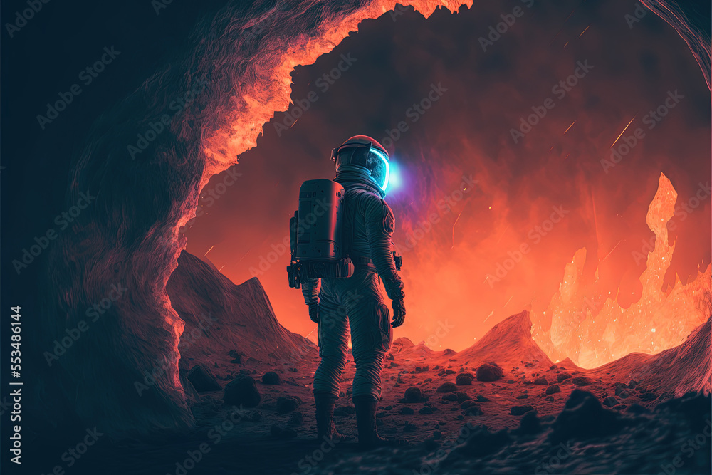 astronaut discovers life on alien planets Stock Illustration | Adobe Stock