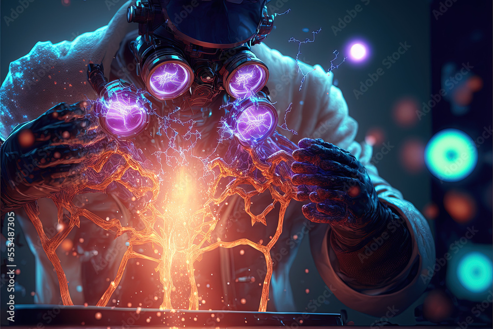 Futuristic concept of modern lab experiments. Stock Illustration ...