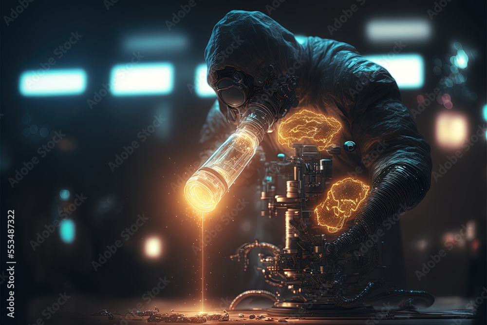 Futuristic concept of modern lab experiments. Stock Illustration ...