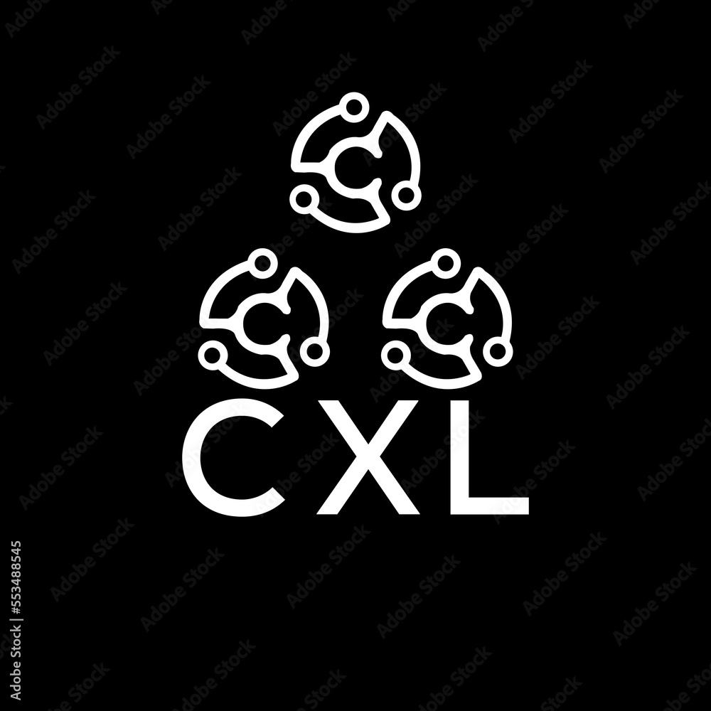 CXL letter logo. CXL best black background vector image. CXL Monogram ...