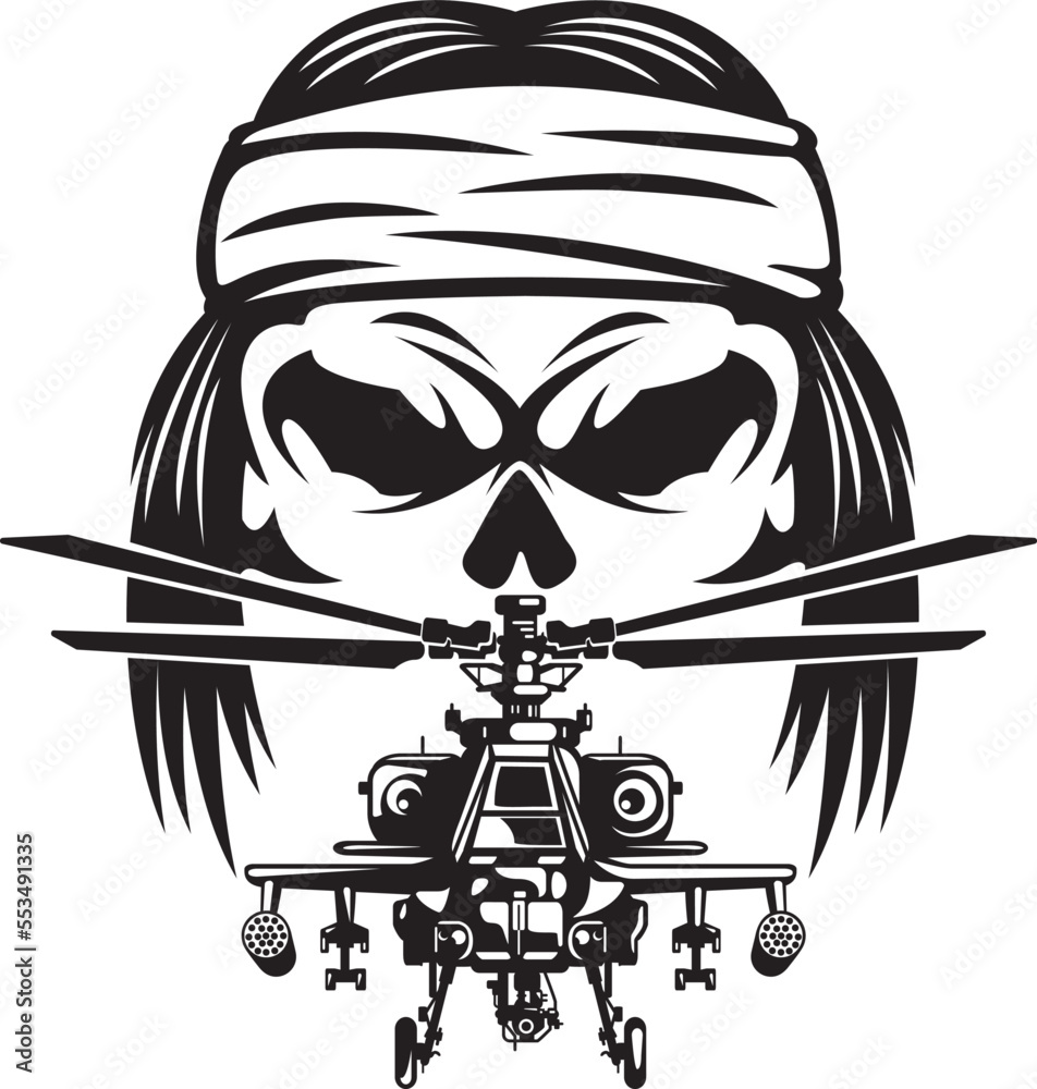 Human skull and American military attack helicopter Stock Vector ...
