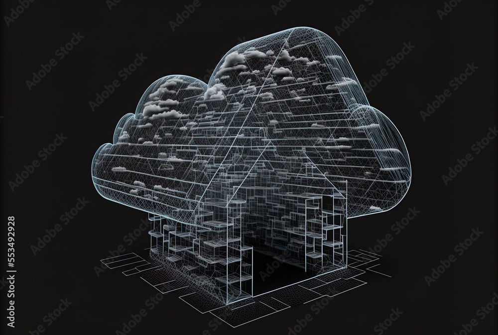 Wireframe for cloud technologies in polygons a symbol for cloud storage ...