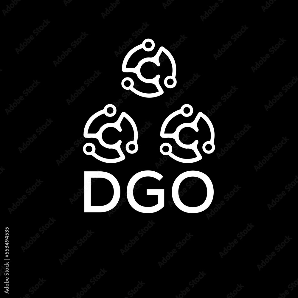 DGO letter logo. DGO best black background vector image. DGO Monogram ...