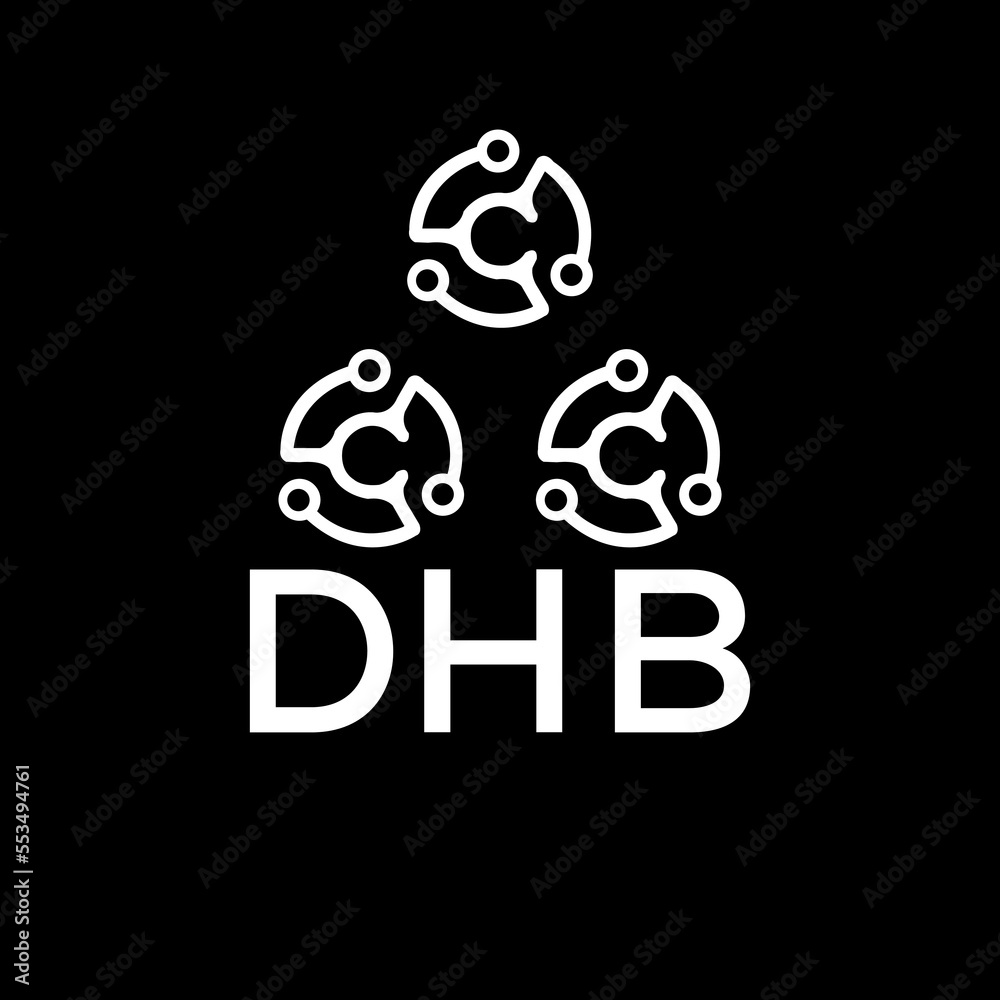 DHB letter logo. DHB best black background vector image. DHB Monogram ...