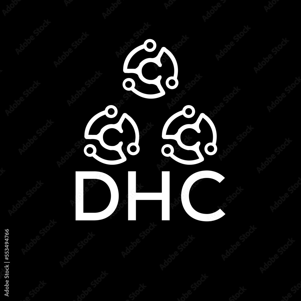 DHC letter logo. DHC best black background vector image. DHC Monogram ...