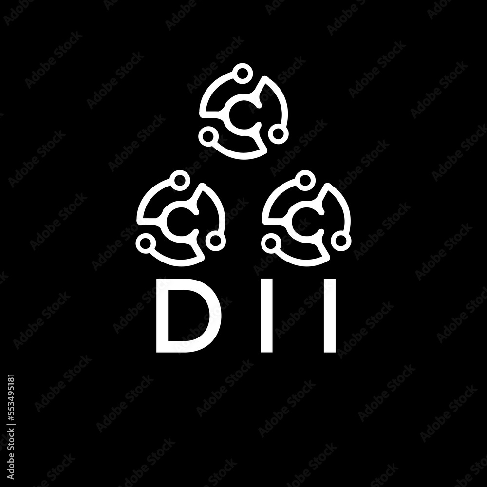 DII letter logo. DII best black background vector image. DII Monogram ...