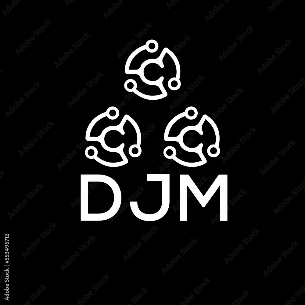 DJM letter logo. DJM best black background vector image. DJM Monogram ...