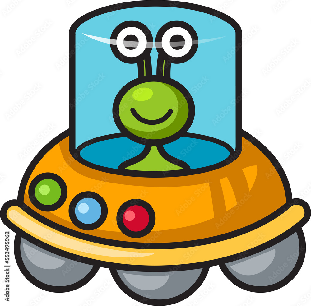 cartoon ufo outline character Stock Illustration | Adobe Stock