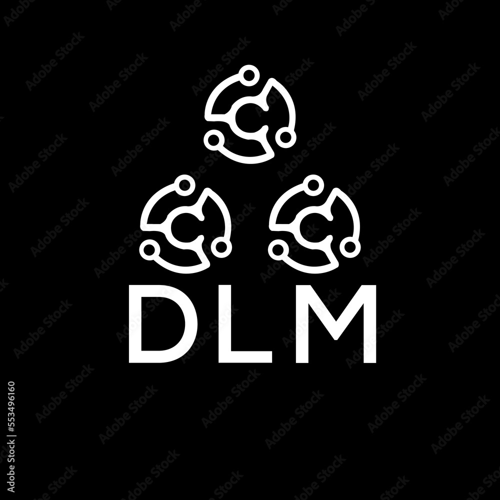 DLM letter logo. DLM best black background vector image. DLM Monogram ...