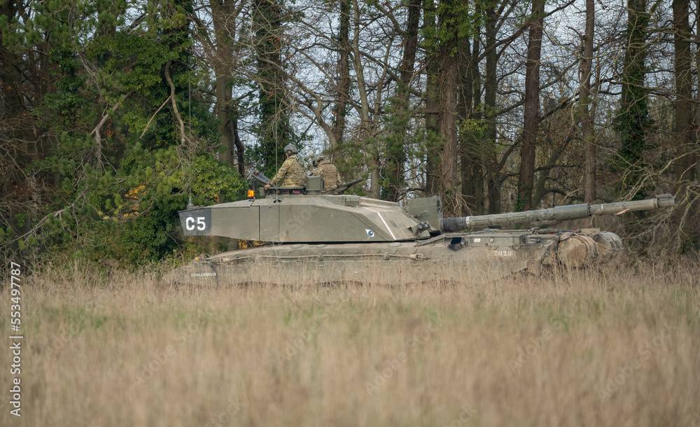 commander and gunner directing action in a British army FV4034 ...