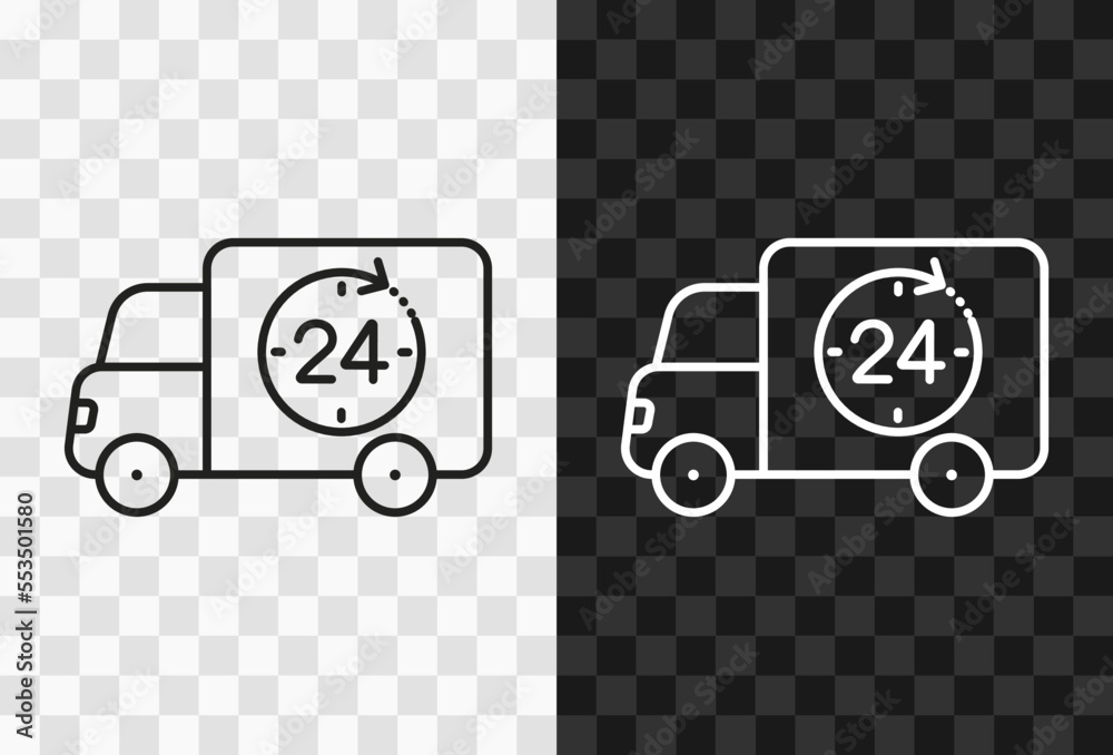 Online 24 delivery, high quality vector editable line icon. Online 24 ...