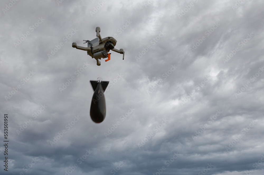 drone drops a bomb for fishing Stock Photo | Adobe Stock