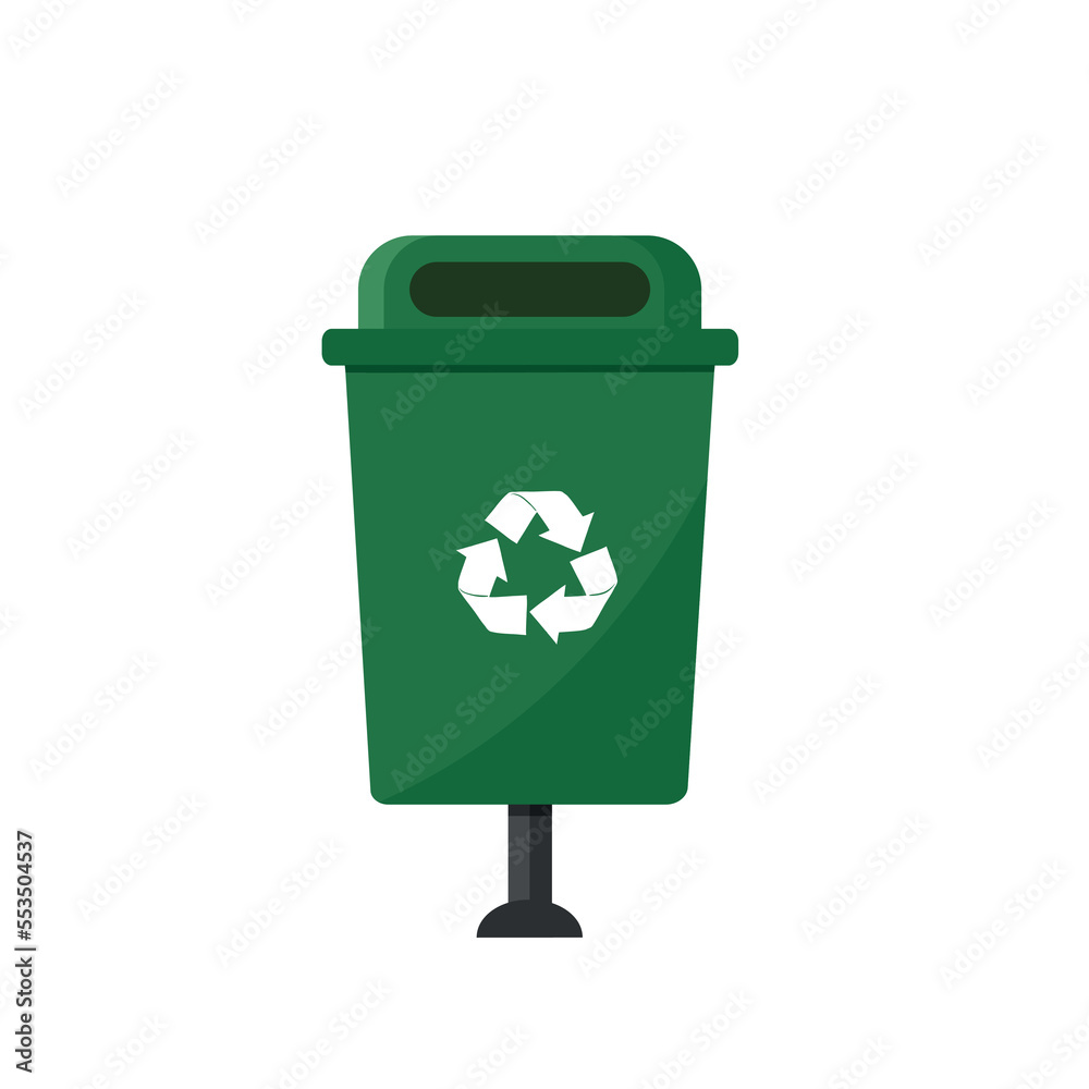 Outdoor waste bin isolated on white background. Sidewalk trash can ...