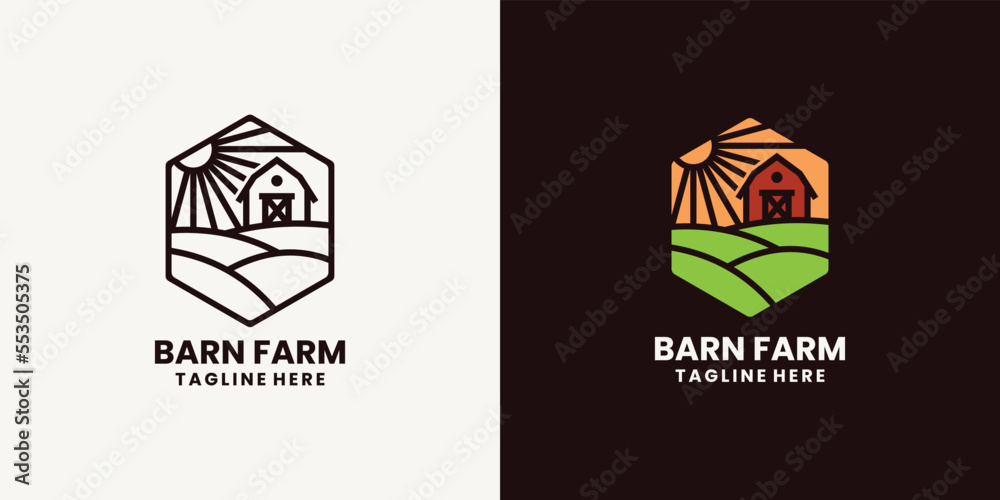Barn farm badge logo design inspiration Stock Vector | Adobe Stock