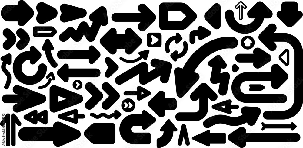 Rounded fat arrow vector. Thick vectorial arrows. cute heavy arrows ...