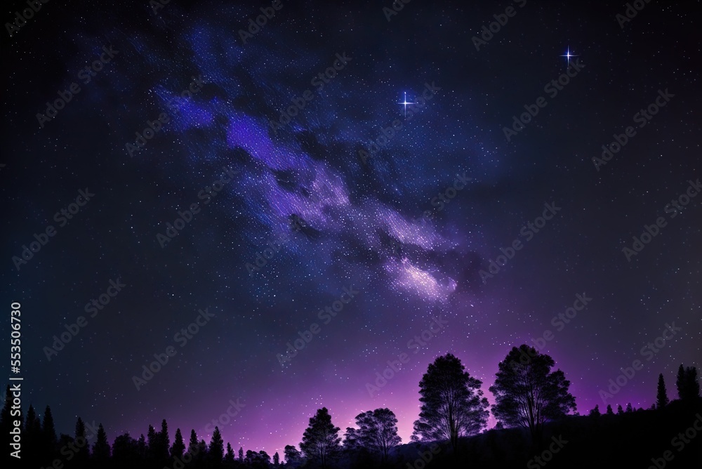 a starry night sky, a clear night sky, a sky aglow with the light of ...