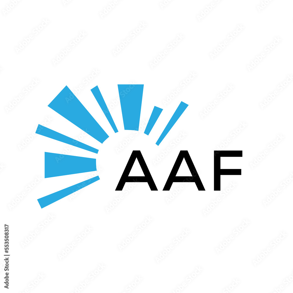 AAF letter logo. AAF blue image on white background and black letter ...