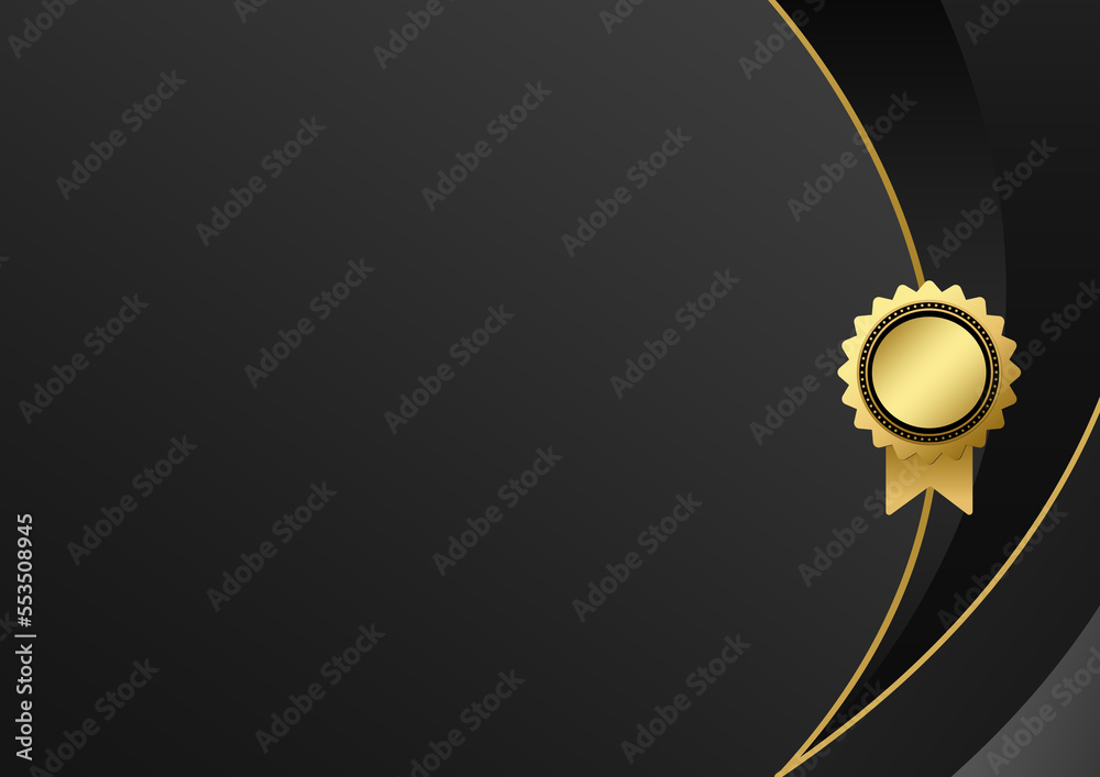 golden label with ribbon for award certificate background Stock ...