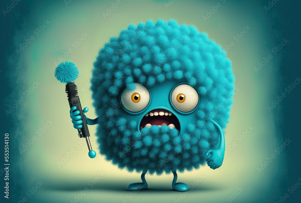 virus agents assault the fluffy comic book mascot of a charming fluffy ...