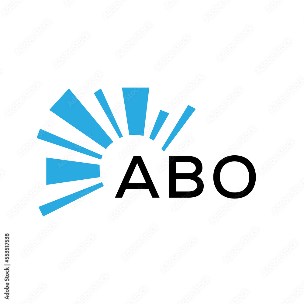 ABO letter logo. ABO blue image on white background and black letter ...