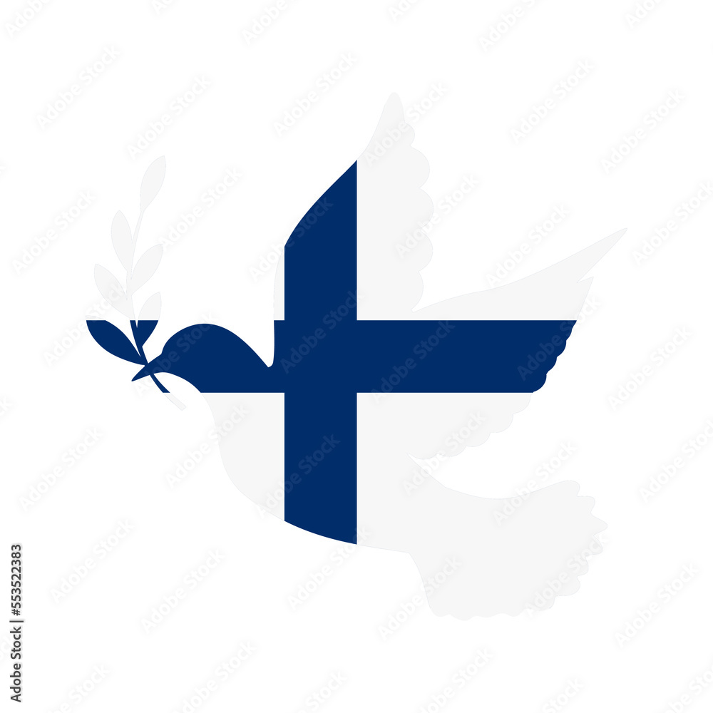 Dove symbol of peace and flag of Finland. Dove with Finland flag color ...