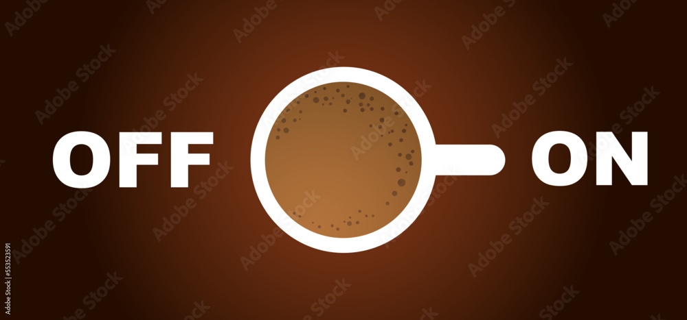 Vecteur Stock Cartoon coffee power turn on or power off. Coffee or tea ...