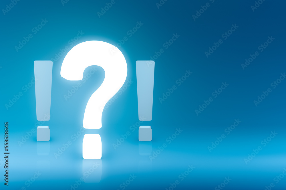 Two exclamation marks and a shining question mark in front of them ...