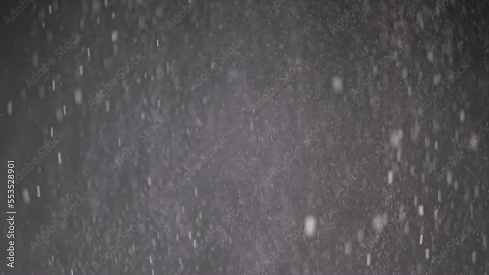 Falling Mixed Particles, Snowfall, Dust, Debris, Powder on Black ...