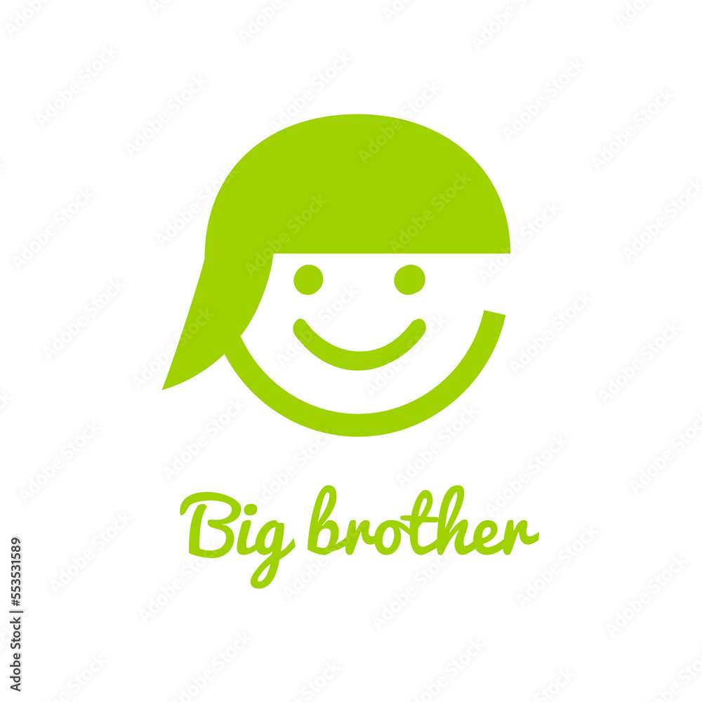 Big brother, green boy face, cute illustration over a transparent background, PNG image Stock ...