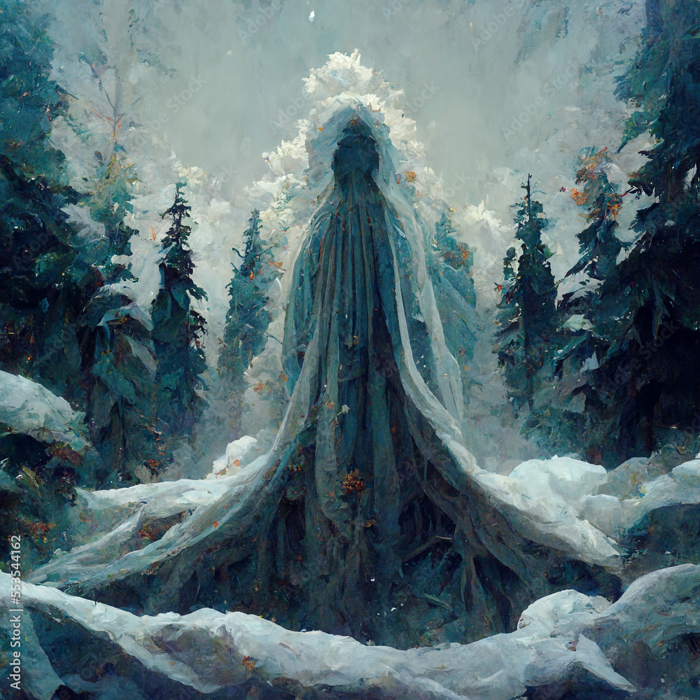 Goddess Beira Queen of Winter Snow Forest Weather Divine Hag with White ...