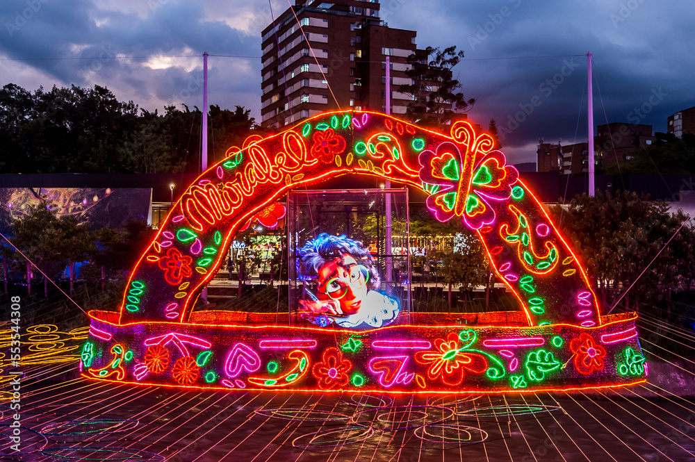 Medellin, Antioquia, Colombia. December 7, 2022: Christmas lights over ...