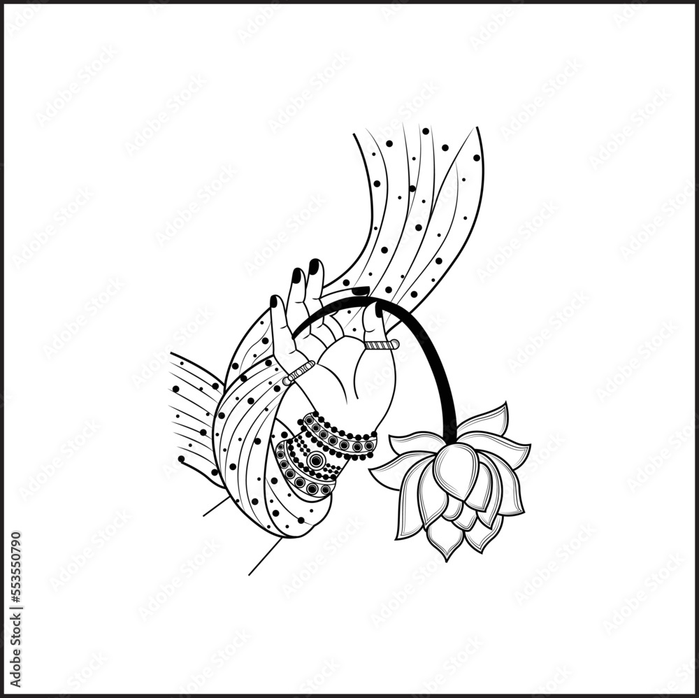 Indian God Lord Krishna holding flower in the hand. vector illustration ...
