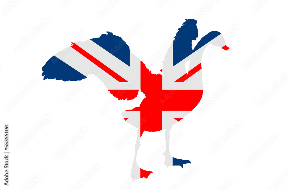 Great Britain flag over swan bird national animal vector silhouette ...
