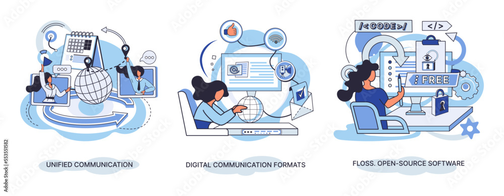 Word cloud of software related items. Digital communication formats ...
