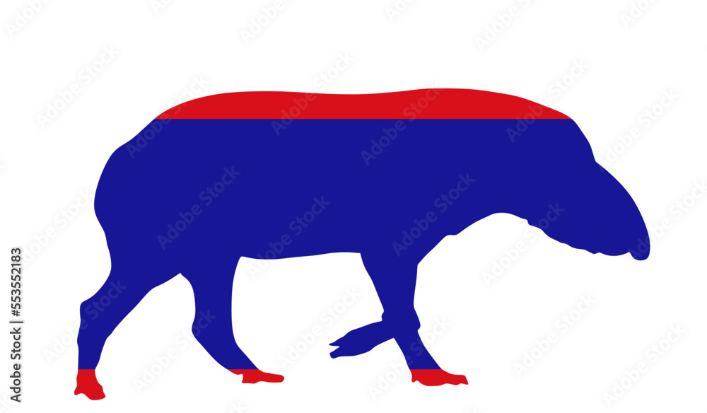 Vecteur Stock Belize flag over Tapir animal vector silhouette ...