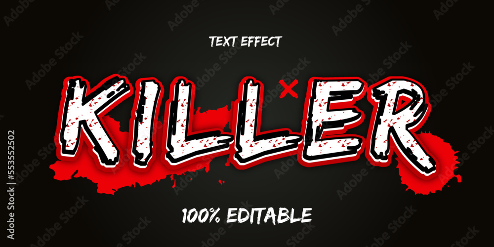 red killer editable vector text effect Stock Vector | Adobe Stock