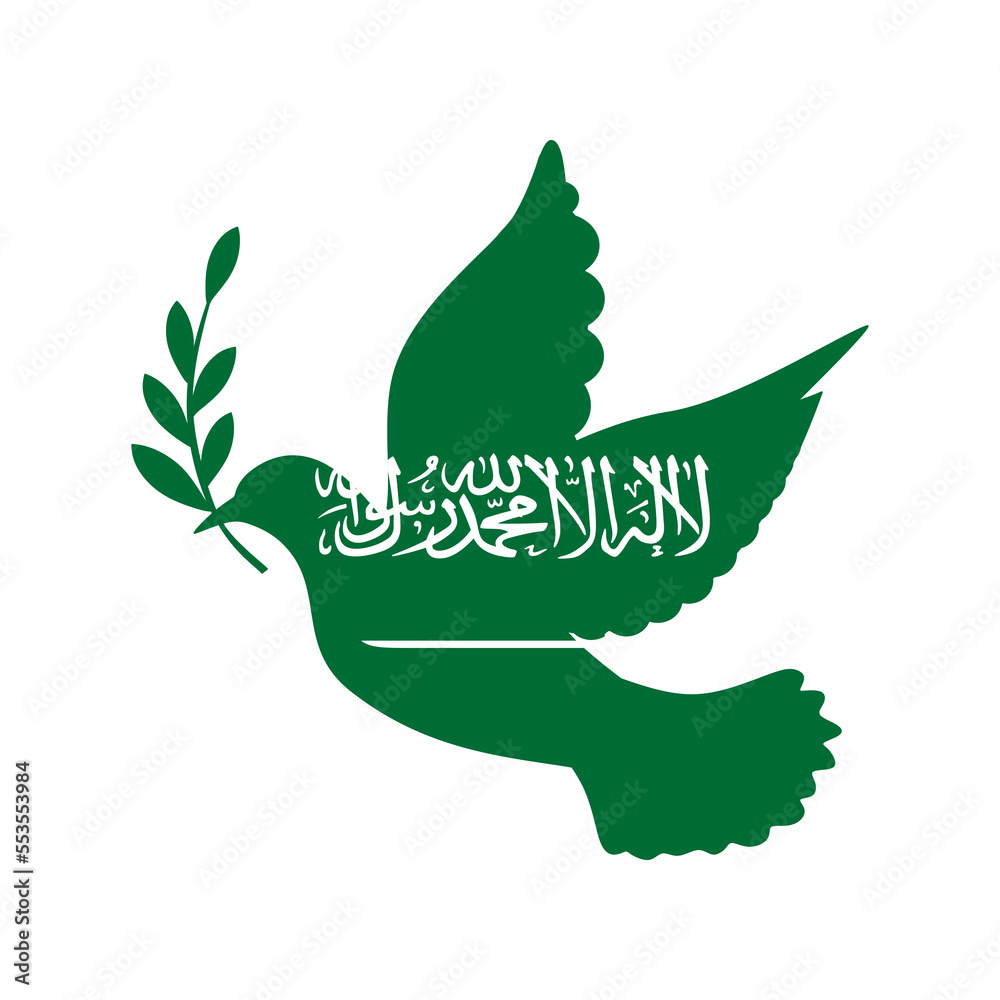 Dove symbol of peace and flag of Saudi Arabia. Dove with Saudi Arabia ...