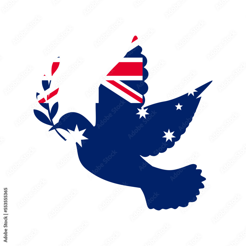 Dove symbol of peace and flag of Australia. Dove with Australia flag ...