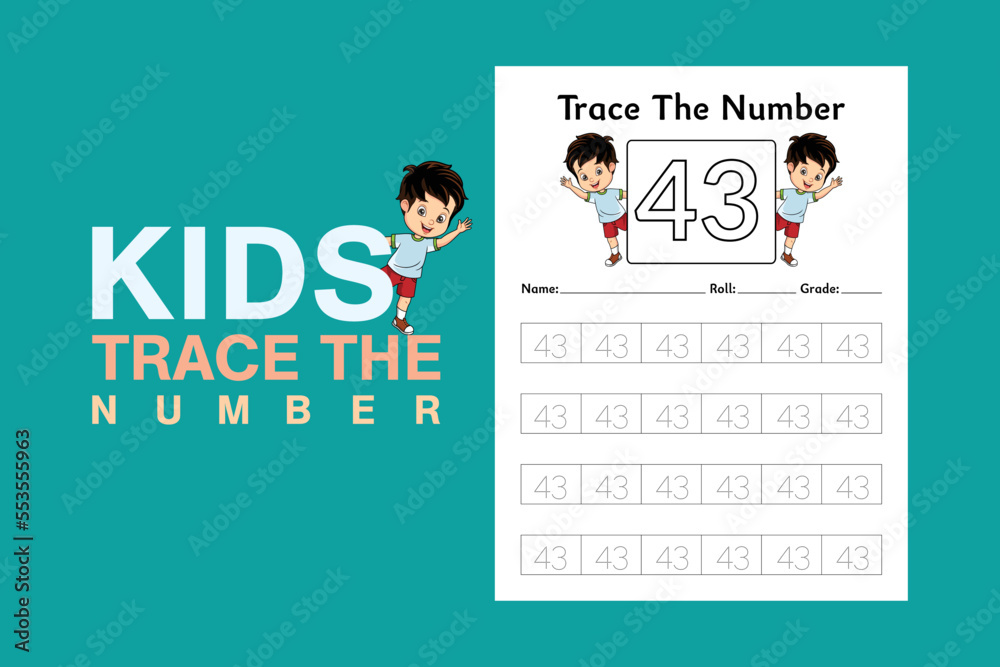 Number tracing worksheets and tracing activity book for kids or ...