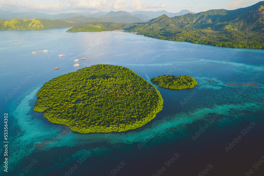 Aerial view of the Komodo Islands, Komodo National Park, home of the ...