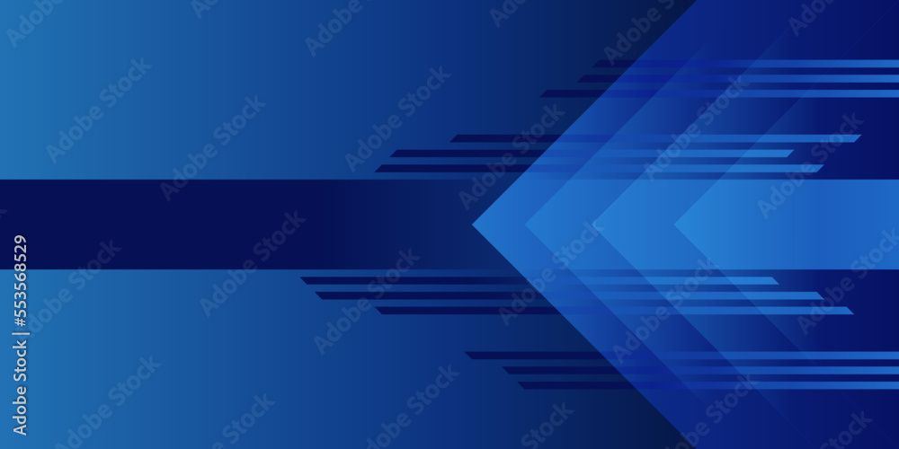 Blue arrowhead right triangle. Gradient abstract background. Design ...