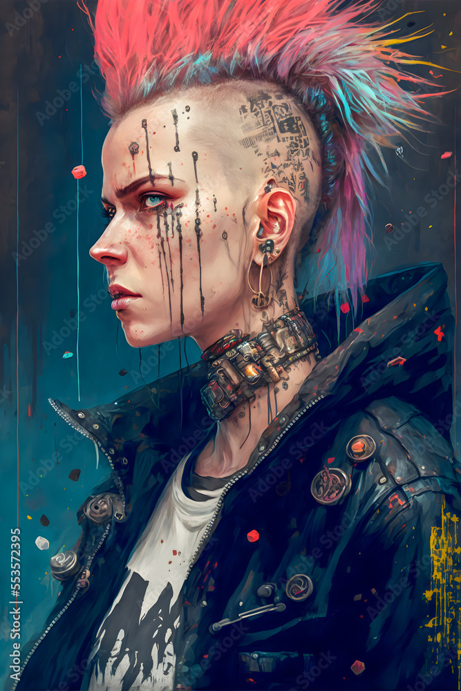 Cyberpunk Punk-Rock Hand drawn Manga and Anime Character in Comisc and ...
