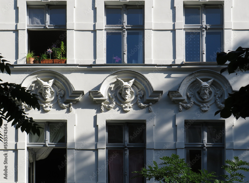 Historic Prussian architecture with beautiful pediments. Quarter of ...