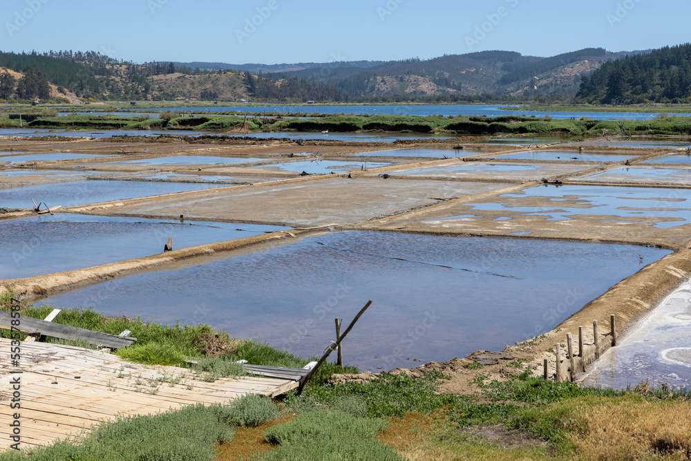 Salinas de Cáhuil and Laguna Cáhuil (Pichilemu) - Chile Stock Photo ...