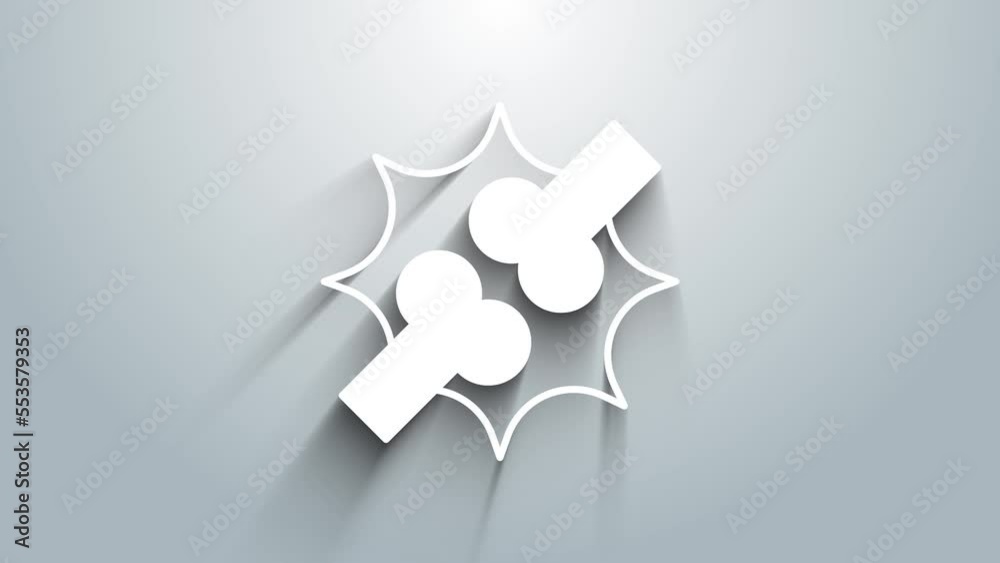 White Joint pain, knee pain icon isolated on grey background ...