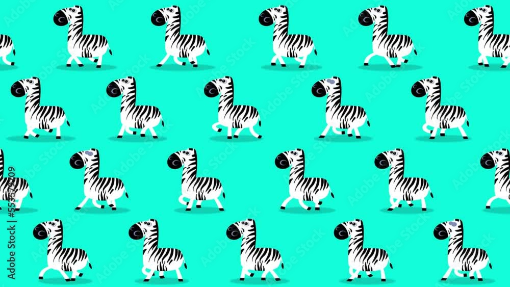 Zebra cartoon characters wallpaper walking green background. Cute ...