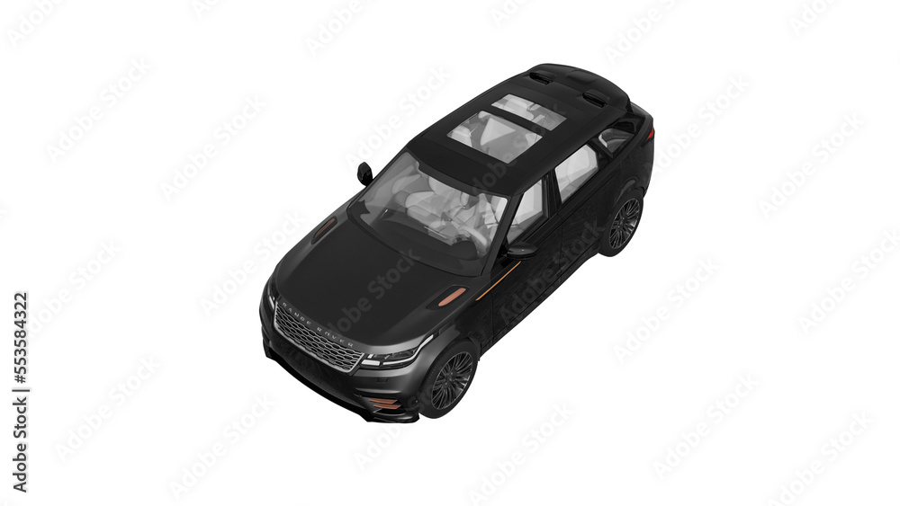 RANGE ROVER VELAR, 3d rendering of black RANGE ROVER on white ...