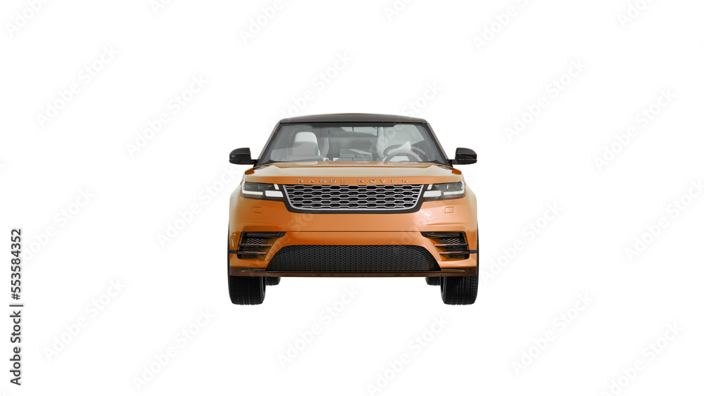 RANGE ROVER VELAR, 3d rendering of orange RANGE ROVER on white ...